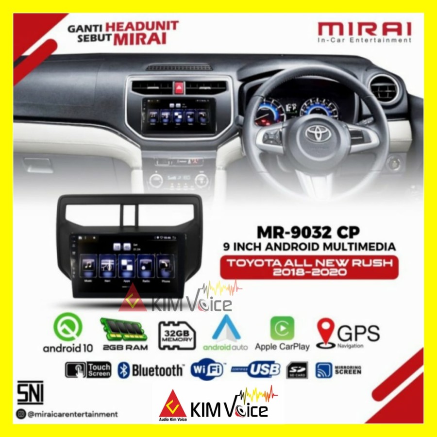 Head Unit Android MIRAI 9 inch OEM New Rush / Terios 2018 up Soket pnp ...