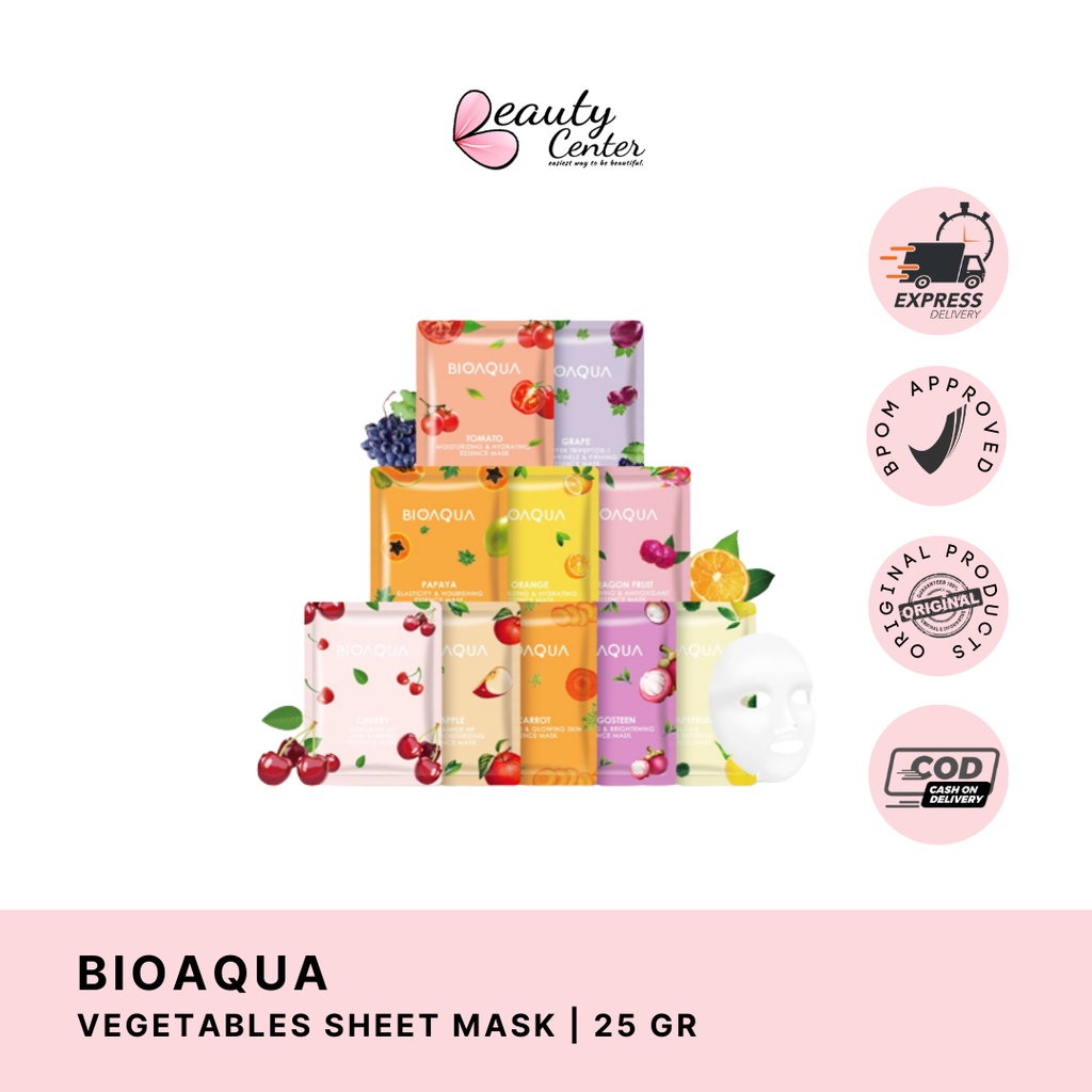 BIOAQUA Masker Sheet Mask Vegetables and Fruits Series Masker Wajah ...