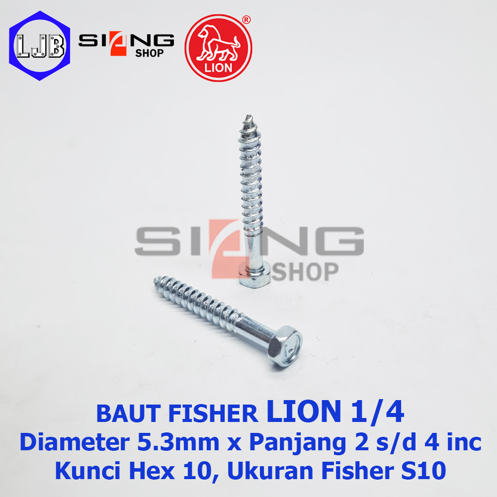 Sekrup Fisher 1/4 Lag Screw LION Galvanis | Lazada Indonesia
