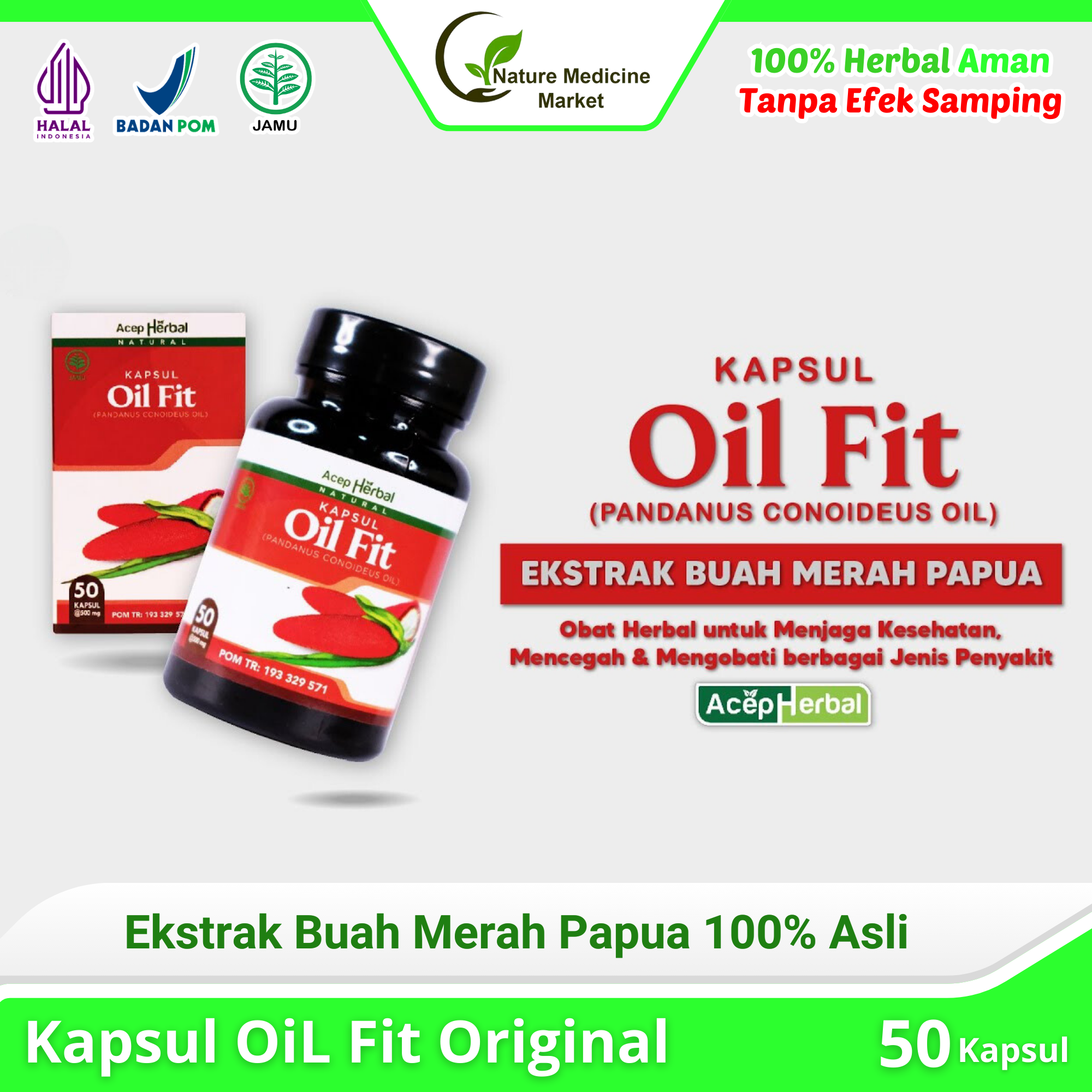 Herbal Oil Fit 50 Kapsul Ekstrak Minyak Buah Merah Papua Multi Khasiat ...