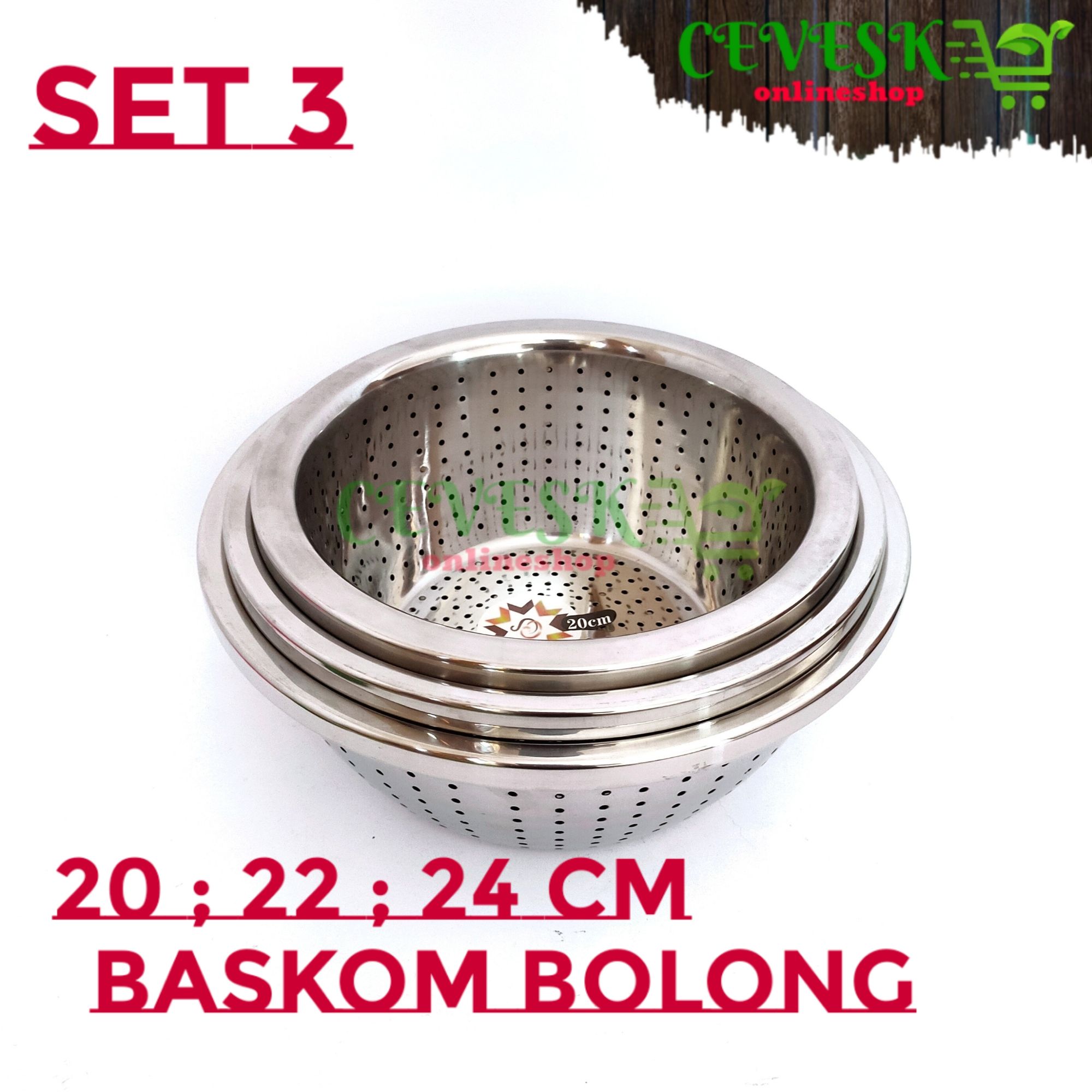 BASKOM BOLONG BASKOM STAINLESS STEEL SARINGAN BASKOM LUBANG | Lazada ...