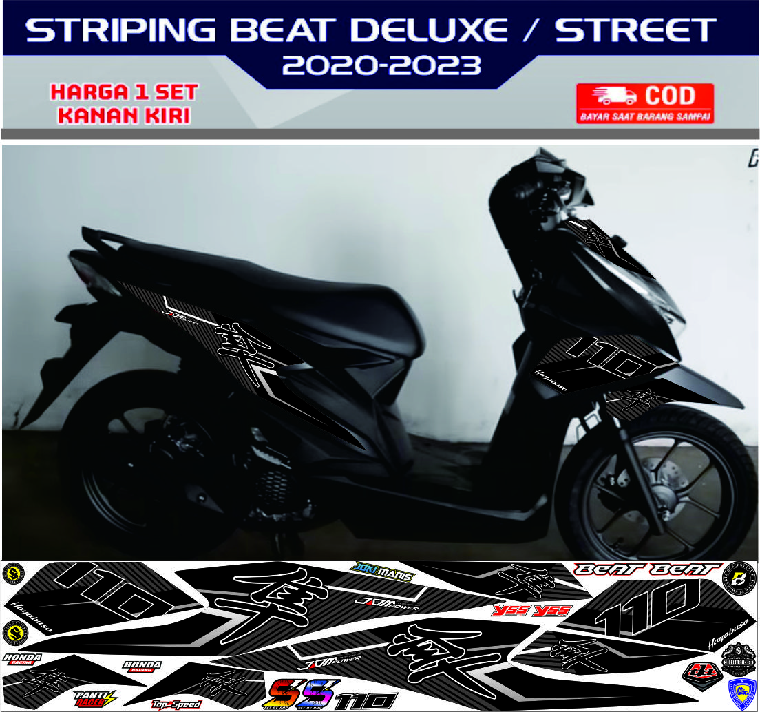 Stiker beat deluxe striping Variasi motor beat new deluxe 2020 - 2024 ...