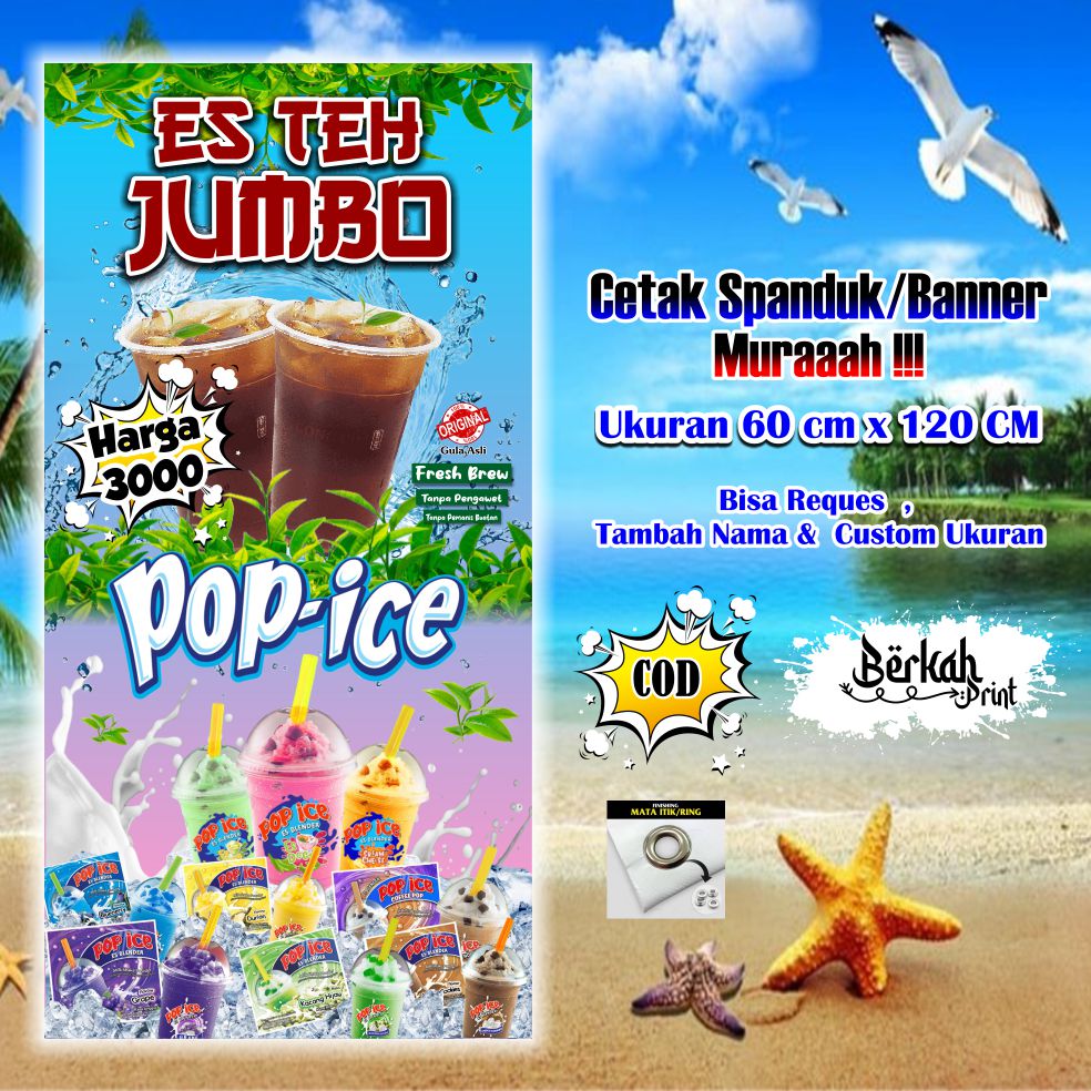 Spanduk Banner Es Teh Jumbo & ANeka Minuman Pop ice ukuran 60 x 120 ...