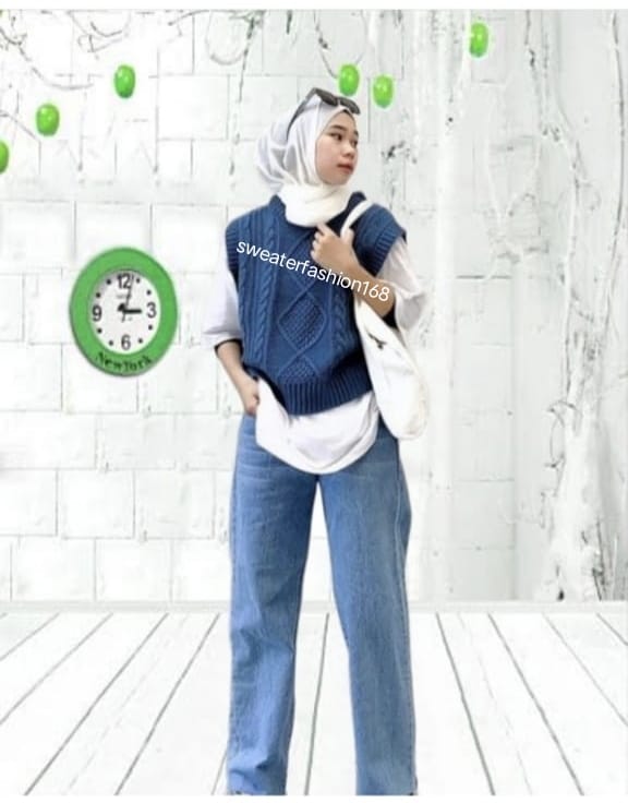 Rompi wanita motif cable / SF13168 / Vest wanita motif cable / vest ...
