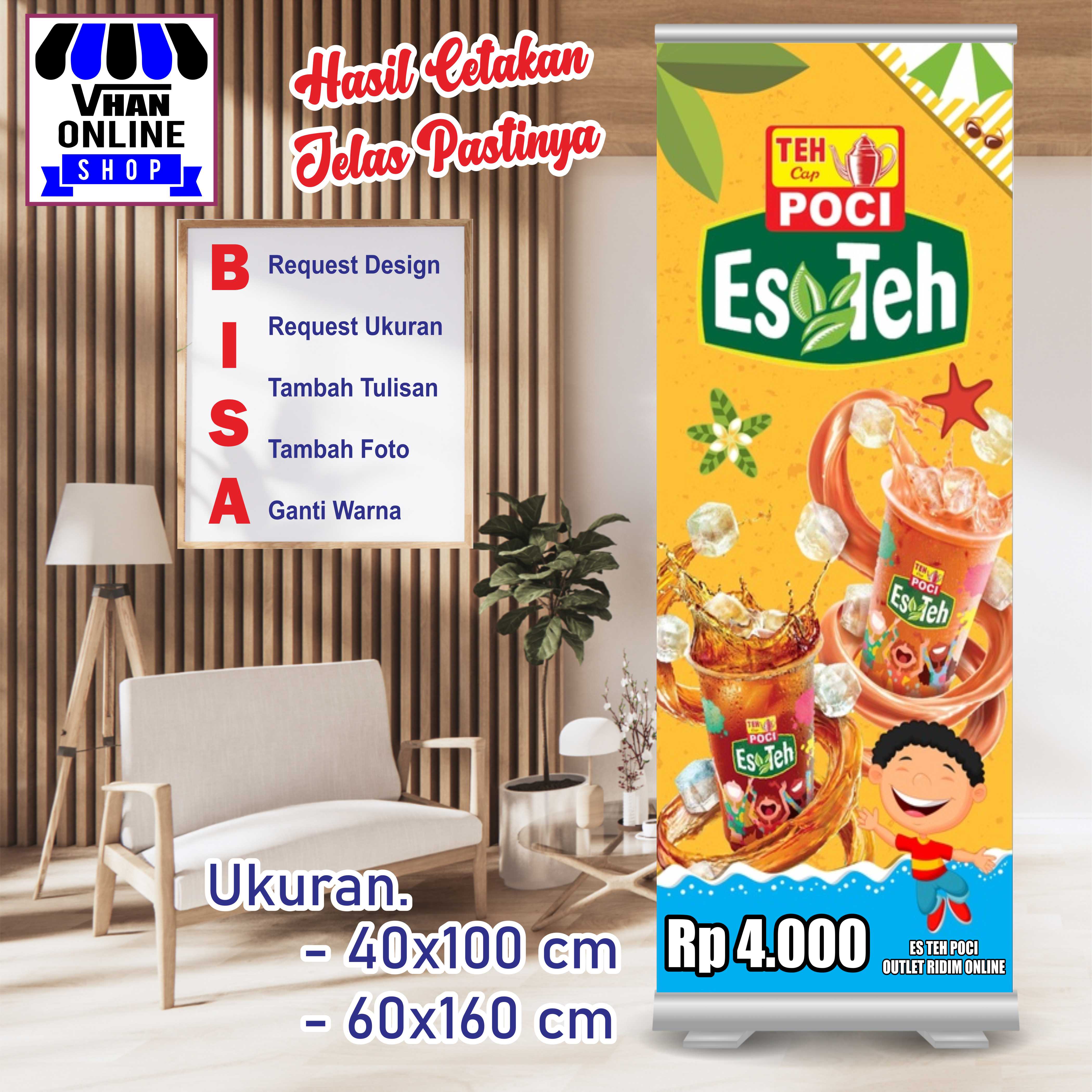 Design Spanduk Banner MMT Es Teh Poci Bisa Request Gambar | Lazada ...