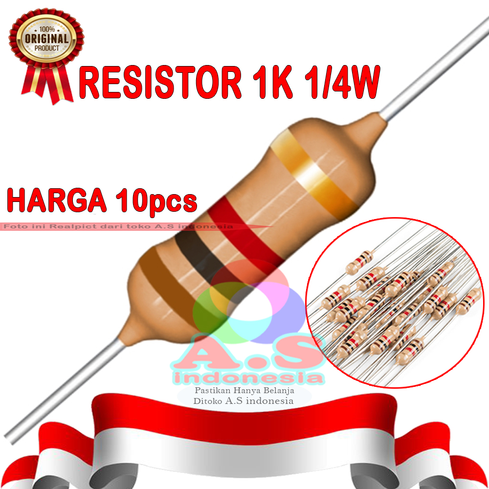 10 Buah Resistor 1K 1/4Watt 5% / Resistor 1Kilo Ohm 1/4W Toleransi 5% | Lazada Indonesia