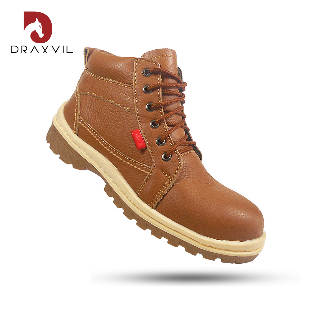 Draxvil - Sepatu Boot Safety Pria Coklat Kulit Sapi Asli 09 | Lazada ...