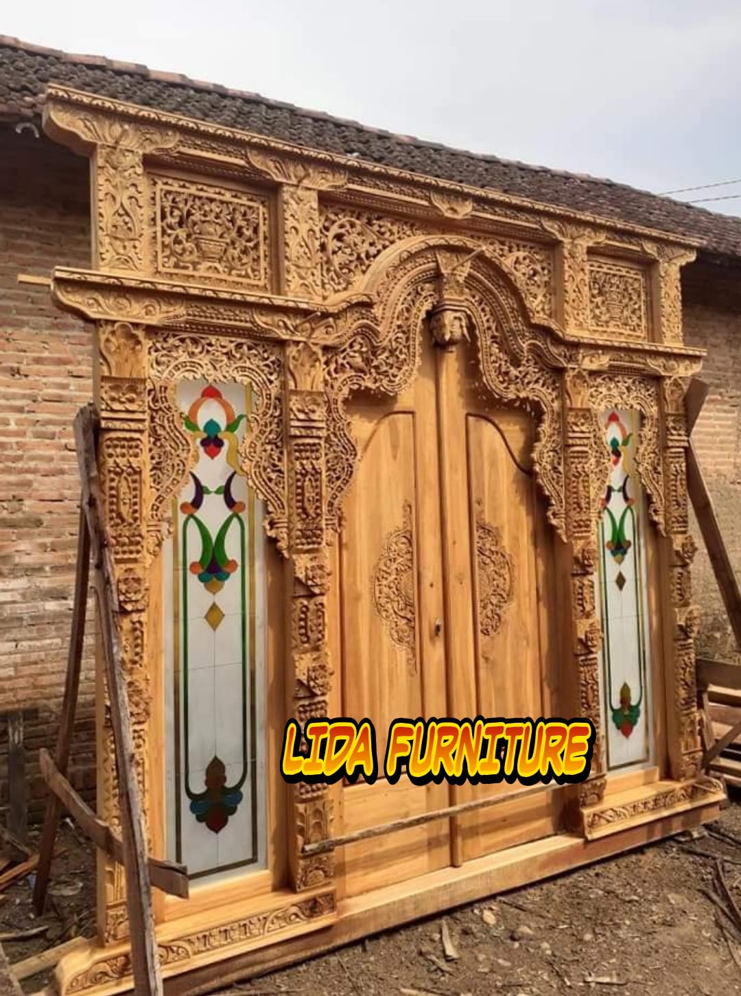 pintu rumah gebyok ukir jati pilihan model jendela pake kaca motif ...