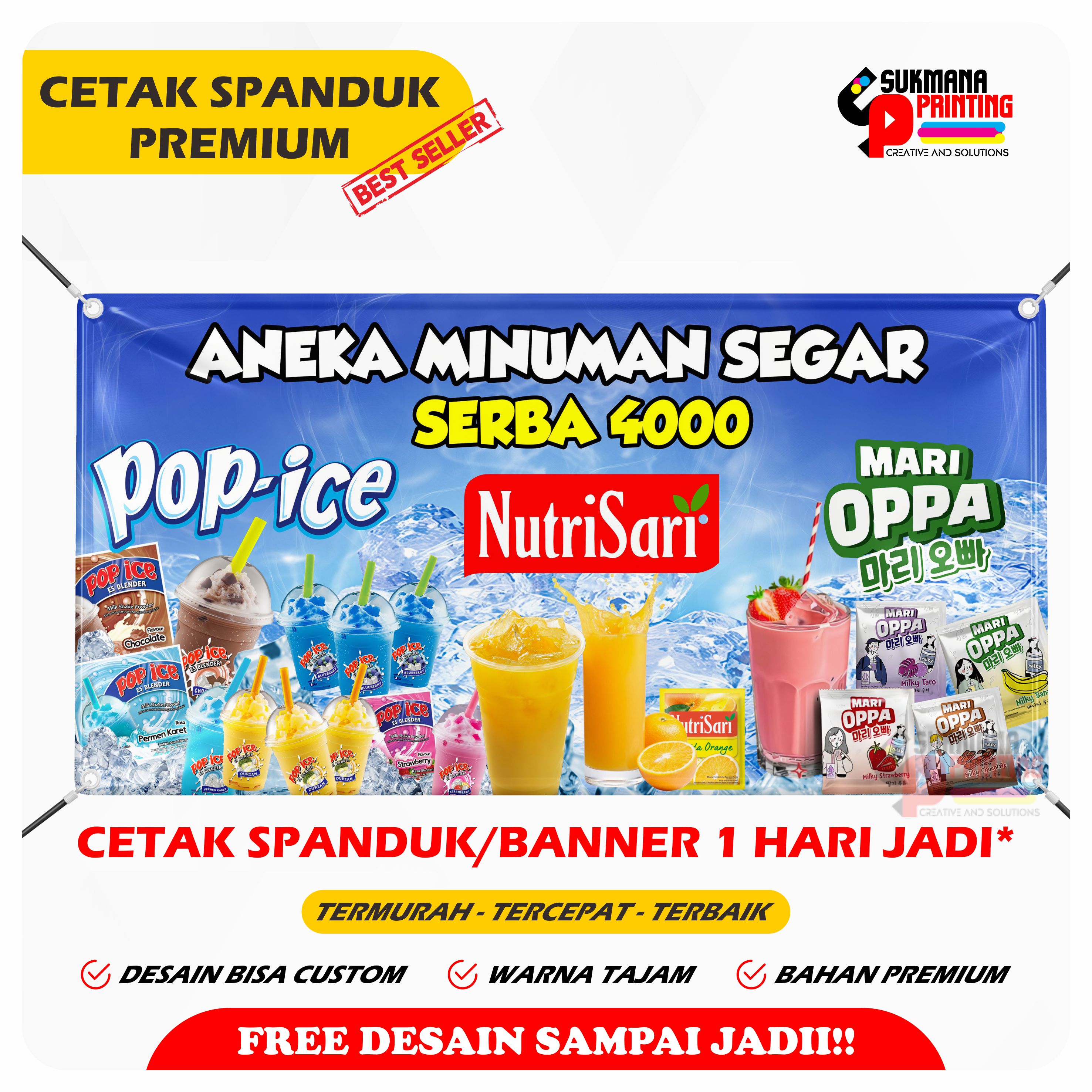Cetak Spanduk Banner Jual Aneka Minuman Segar Viral | Lazada Indonesia