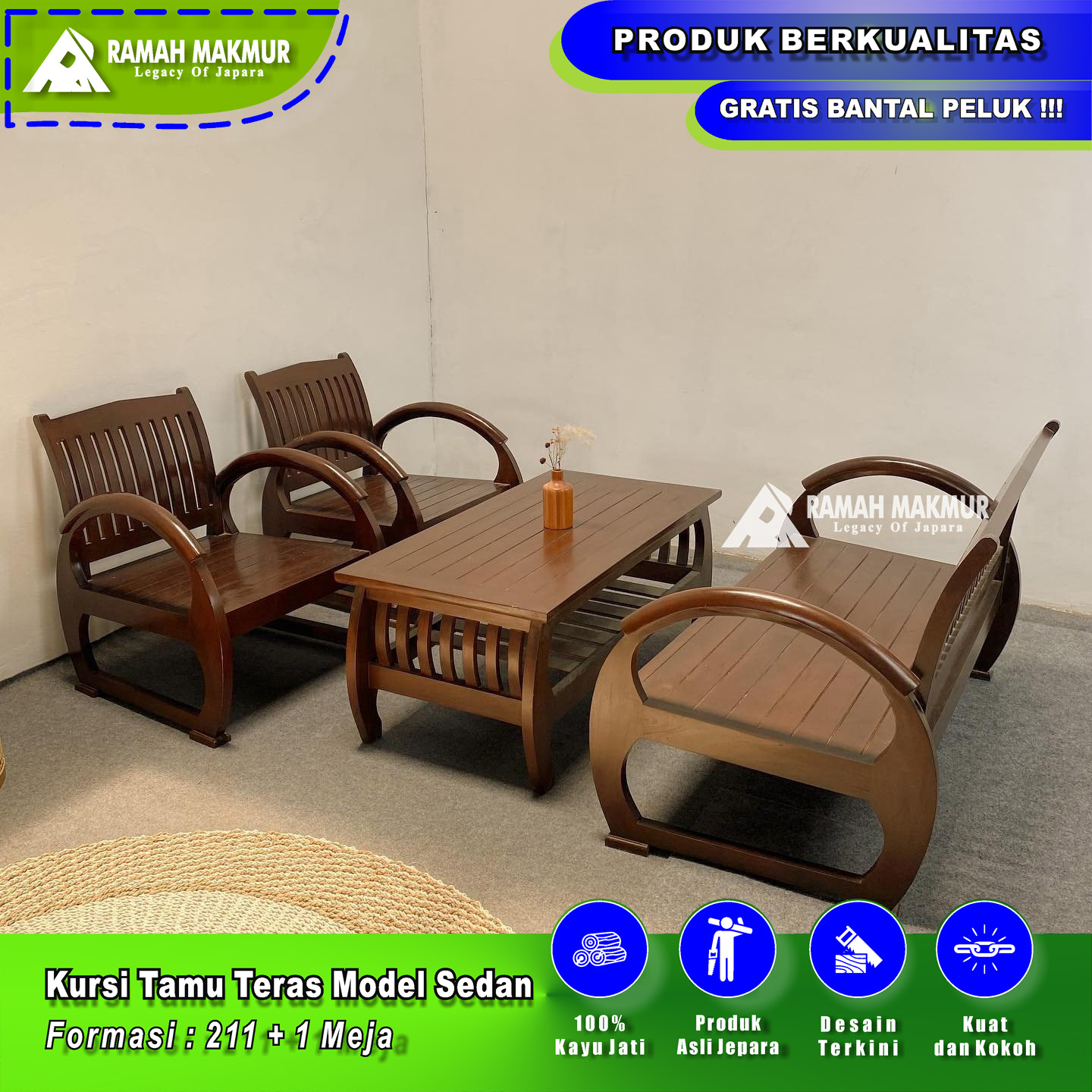 Kursi Tamu Teras Kebun Kayu Jati Sedan Antik | Lazada Indonesia