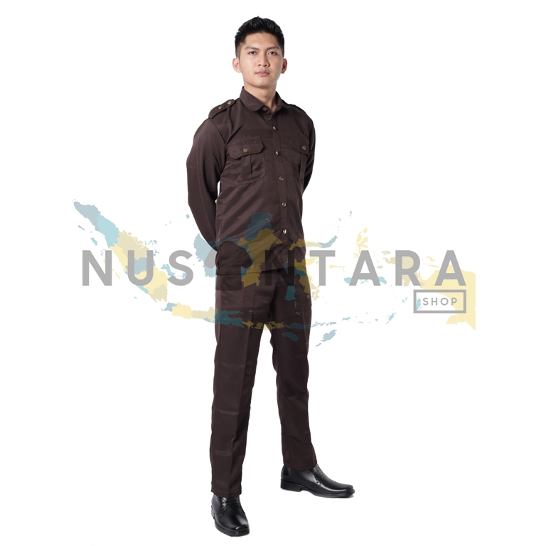 Seragam Safari Security Coklat Tua Terbaru Lengan Panang Baju Safari ...