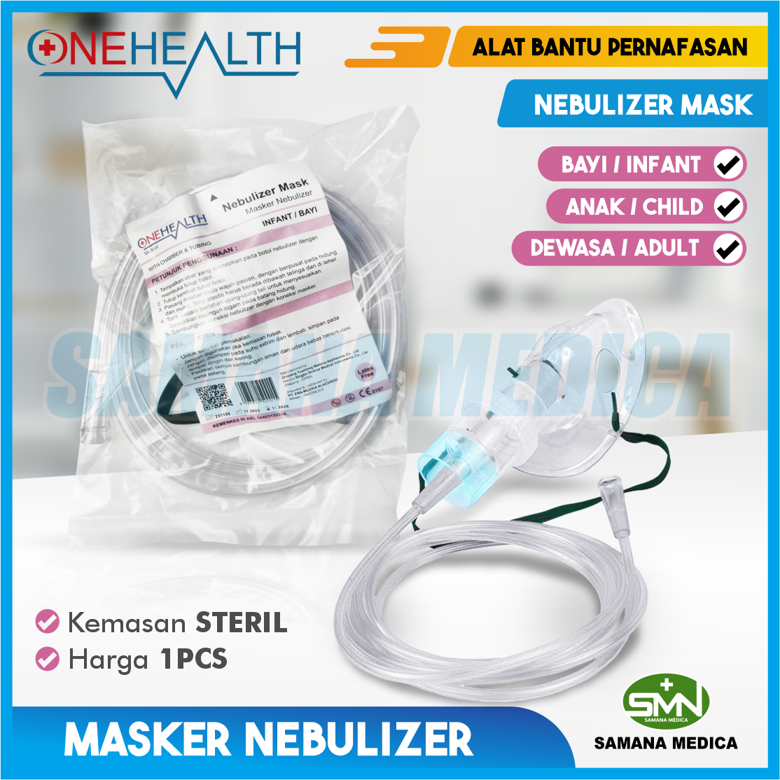Masker Nebulizer Nebul ONEHEALTH Dewasa / Anak / Bayi - Masker Nebulasi ...