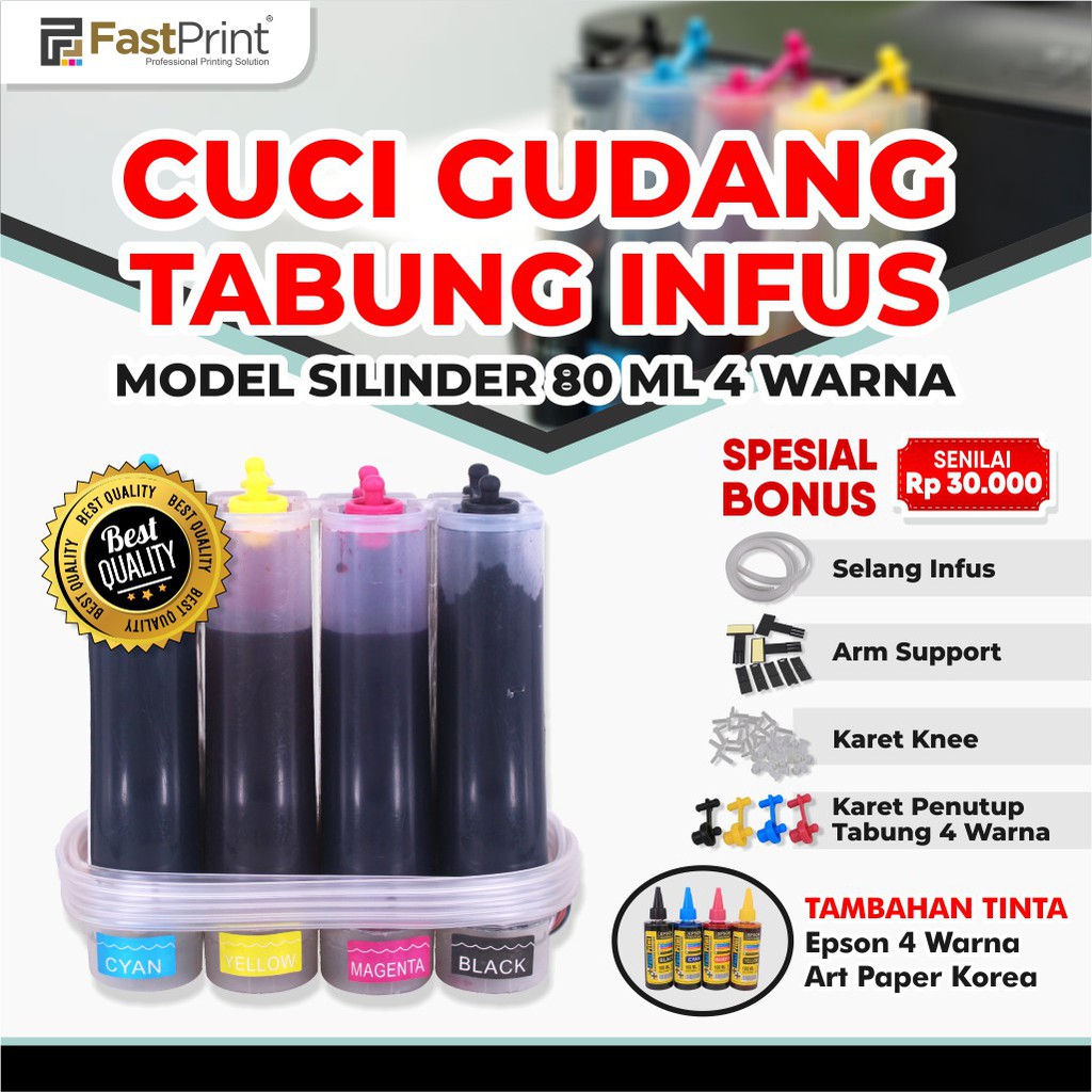 Tabung Infus Printer Model Silinder Ink Tank Silinder 80ML Kaki Polos ...