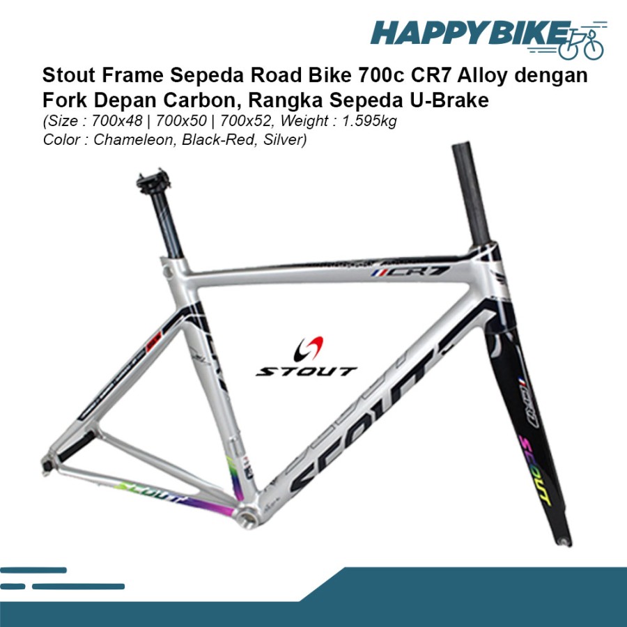 SCOUT/STOUT Frame Sepeda Roadbike CR7 Alloy Fork Carbon 700c U Brake ...