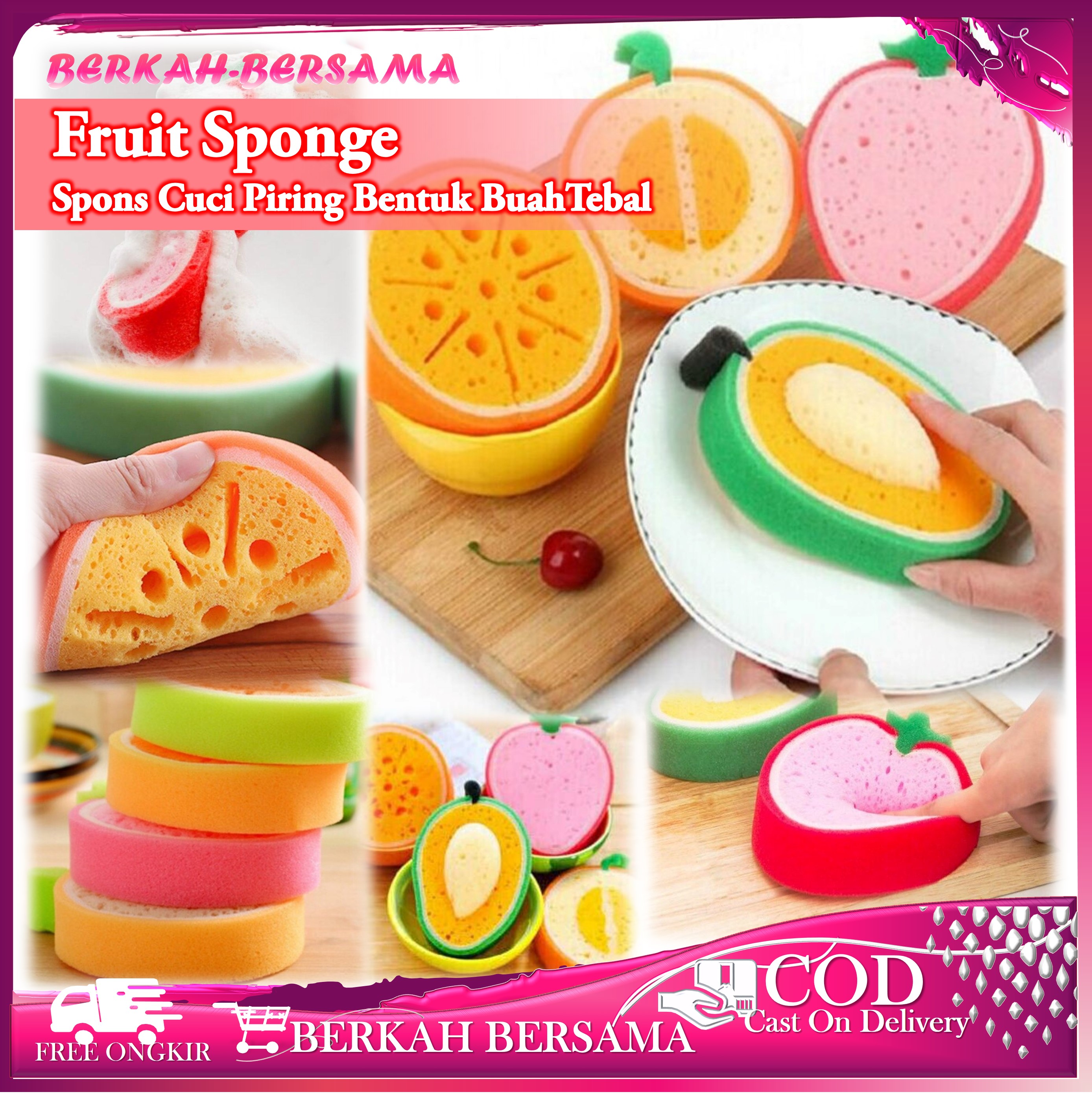 BISA COD - Fruit Sponge Lucu Spons Cuci Piring Bentuk Buah Buahan Tebal ...