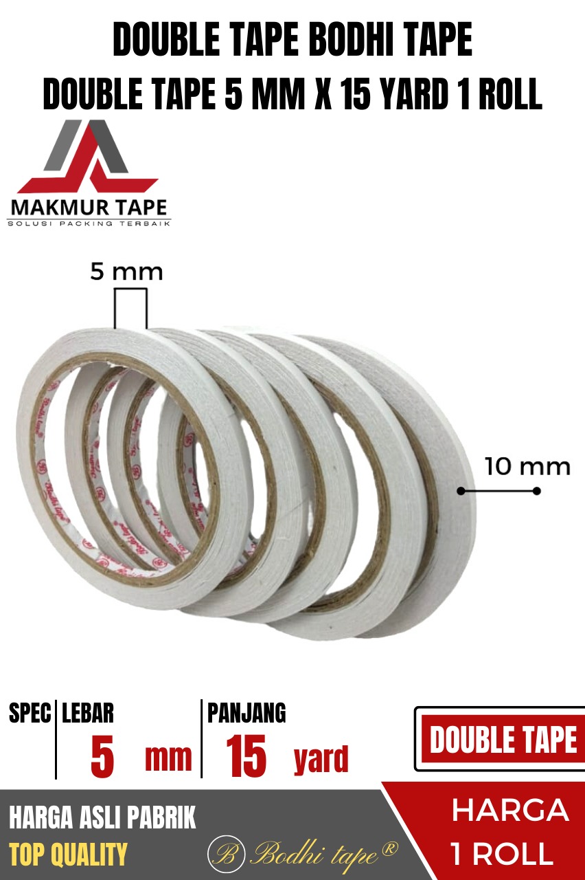 DOUBLE TAPE BODHI TAPE 5MM X 15YARD ROLL KUALITAS DAIMARU MAKMUR TAPE ...