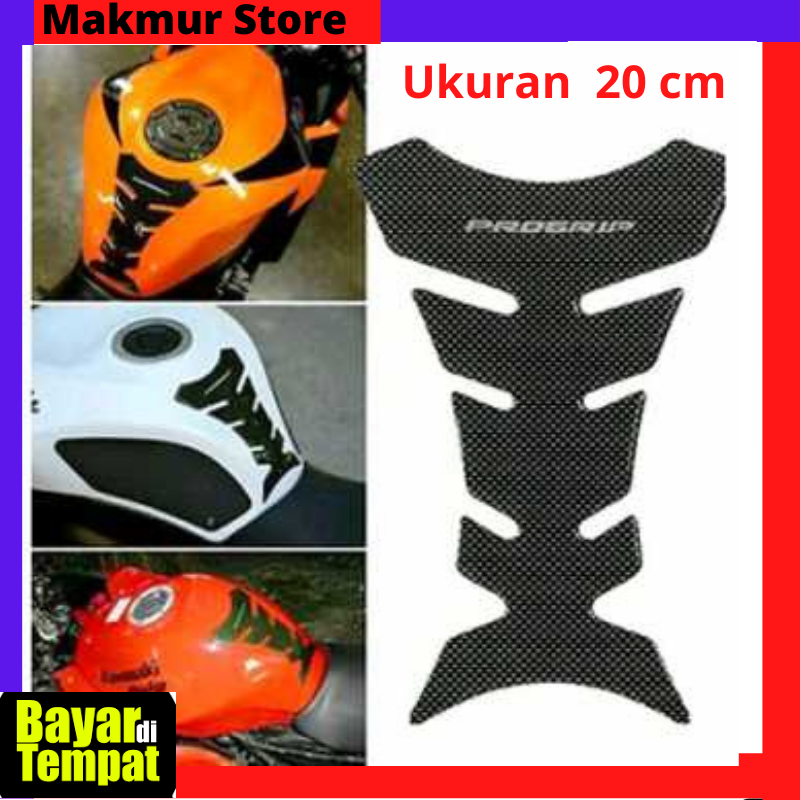 Makmur Stiker Tangki Motor Carbon Fiber Hitam Ukuran 20 CM Stiker Body ...