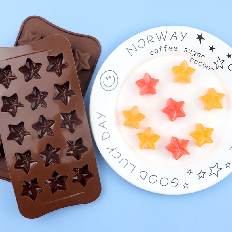 Cetakan silikon BENTUK BINTANG 15 lubang star mould kue coklat puding ...