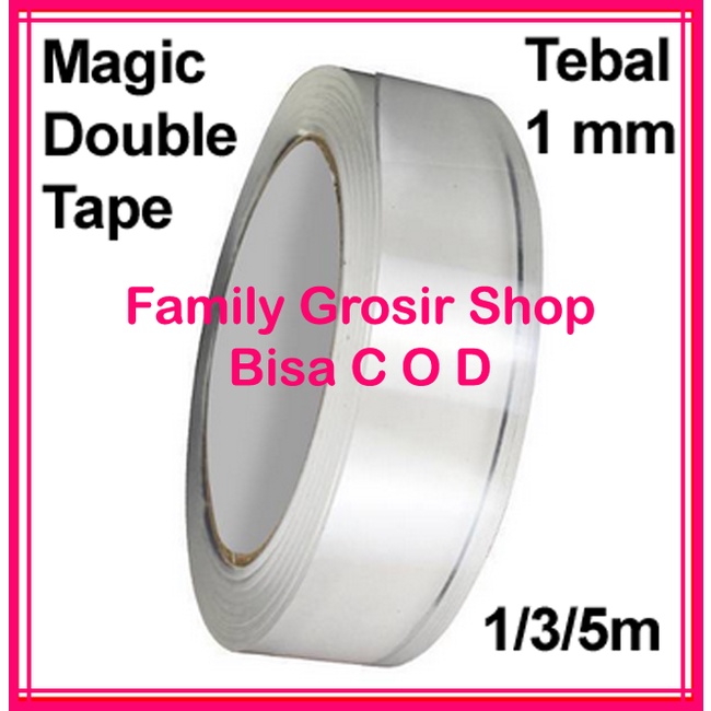 Dobel Tip tebal 1mm Lebar 3cm Double Tape Transparan panjang | Lazada ...