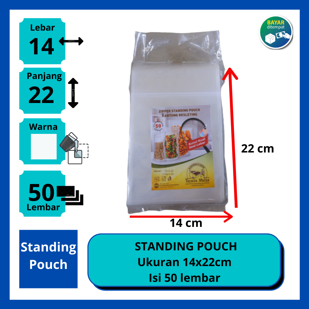 PLASTIK STANDING POUCH UKURAN 14x22/standing pouch bening/pouch plastik ...
