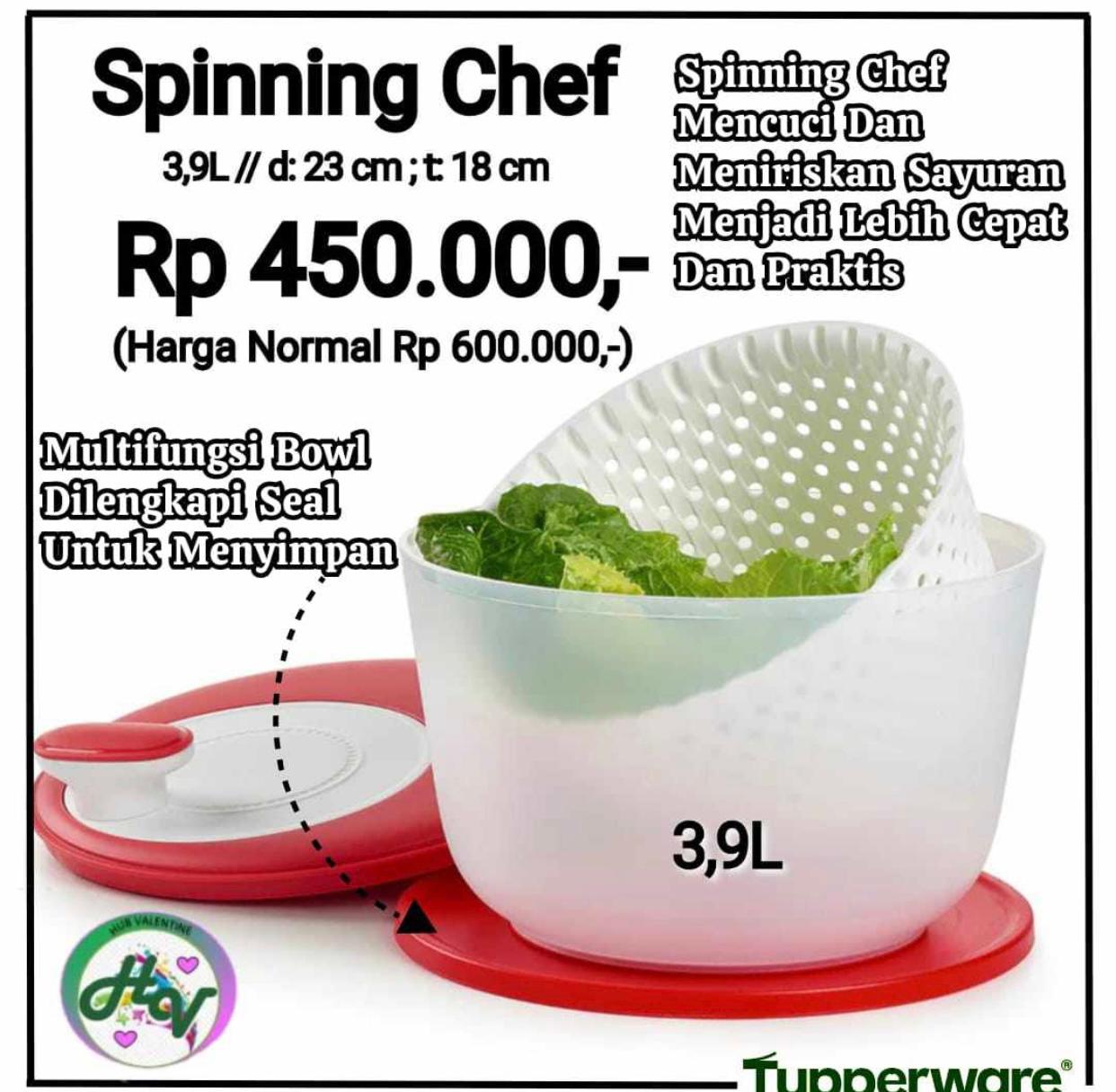 Spinning Chef Vineyard mencuci dan meniriskan sayuran Tupperware ...