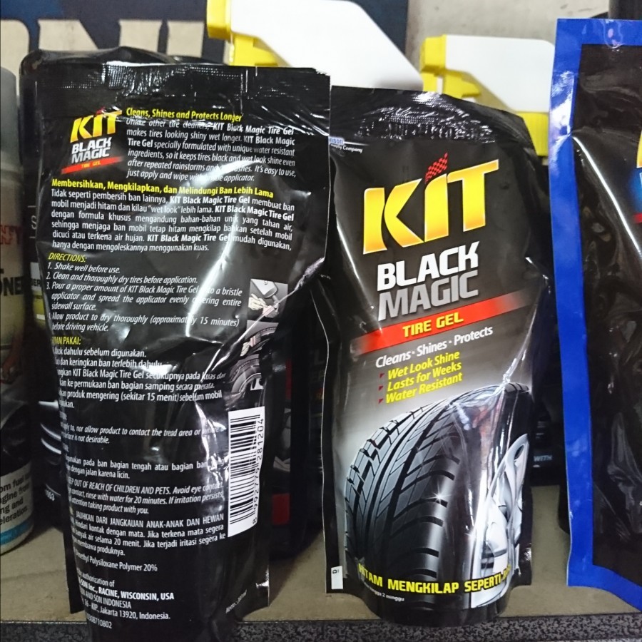 KIT Black Magic Tire Gel Pouch 180 ml semir ban wet look pengkilap ban ...
