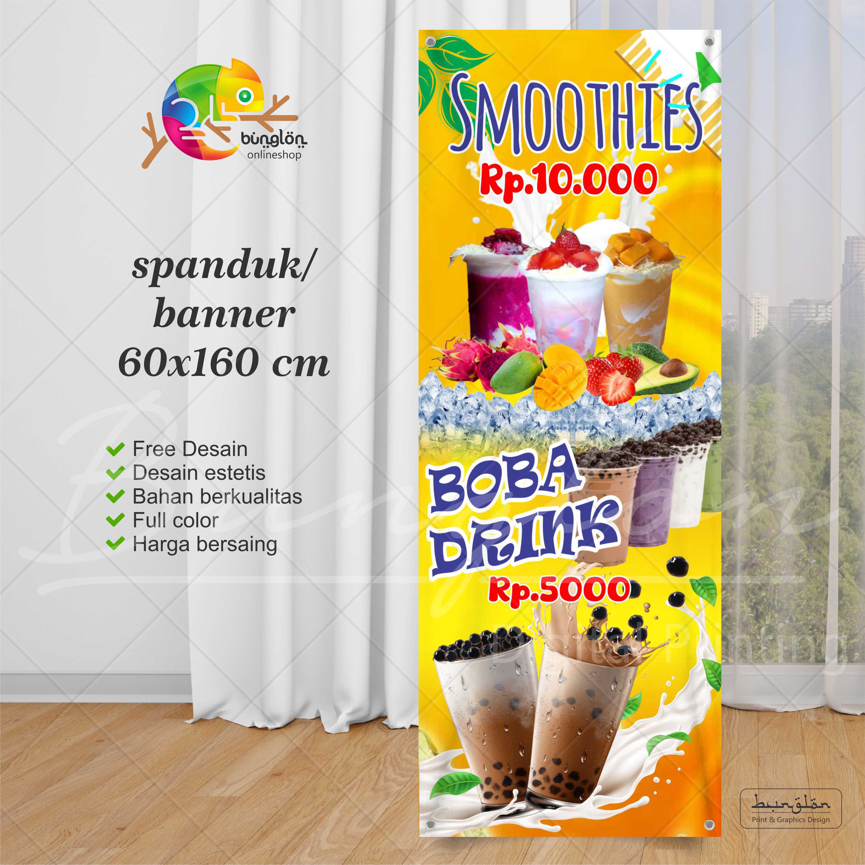 Spanduk Banner Es Smoothies dan Es Boba | Lazada Indonesia