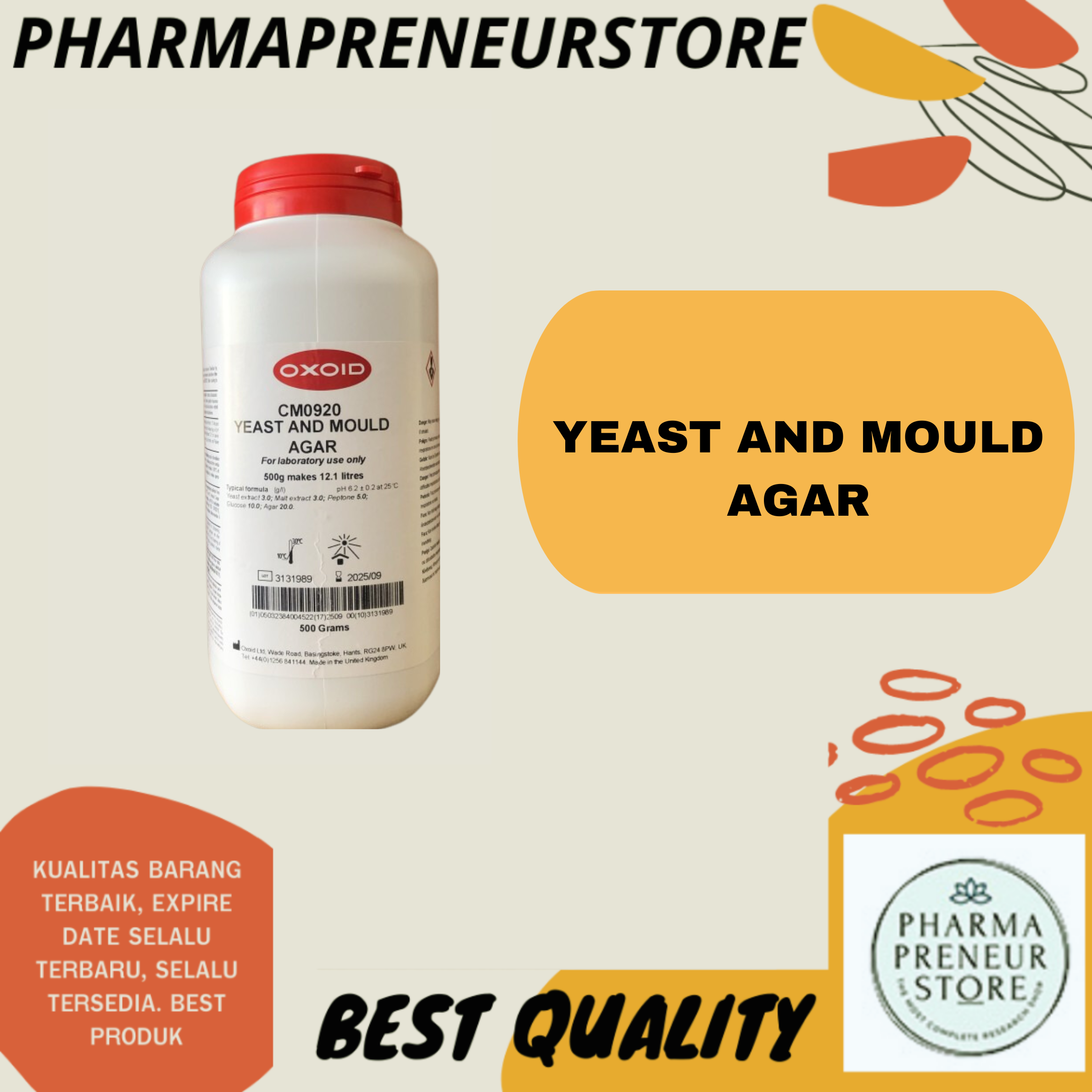 YEAST AND MOULD AGAR KEMASAN ECER OXOID BEST QUALITY | Lazada Indonesia