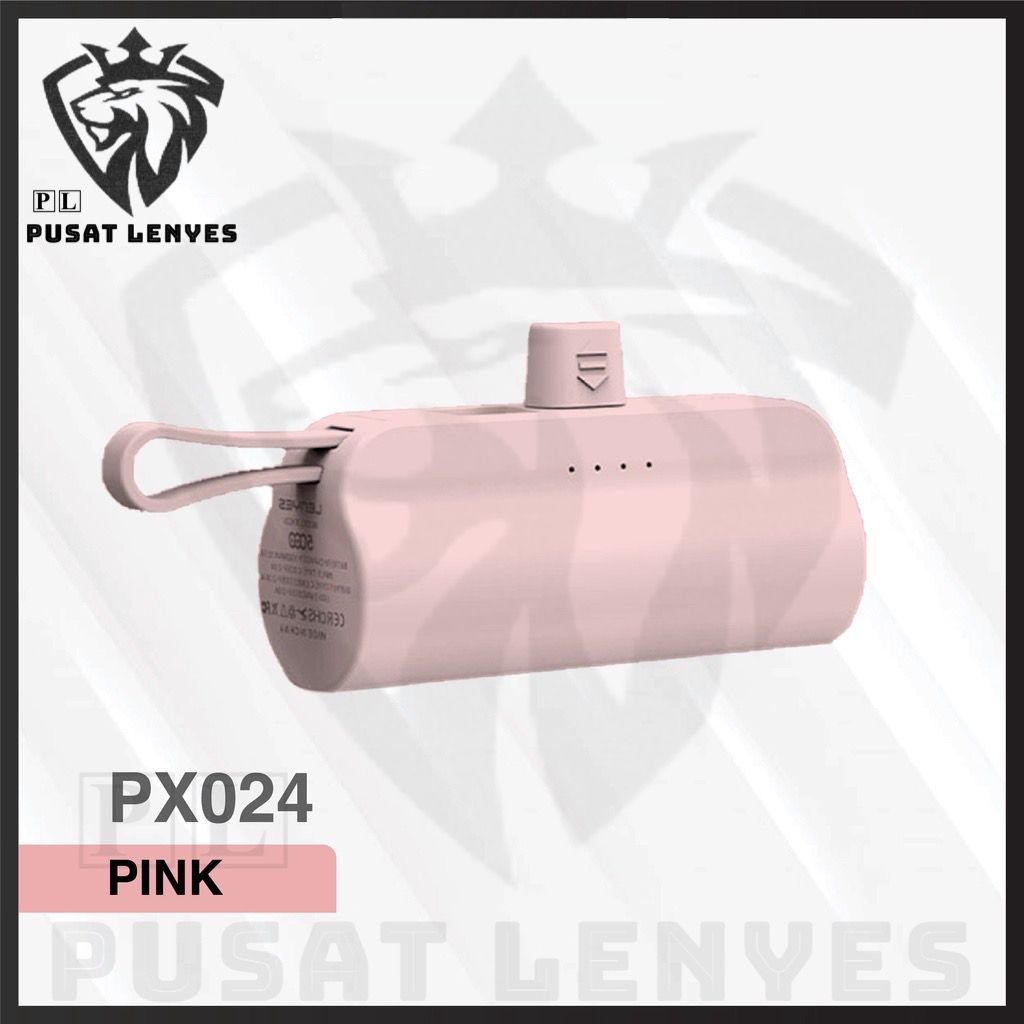 PX024 - Powerbank LENYES PX-024 5000mAh Mini Powerbank colokan utama type c 2 Conector Options ...