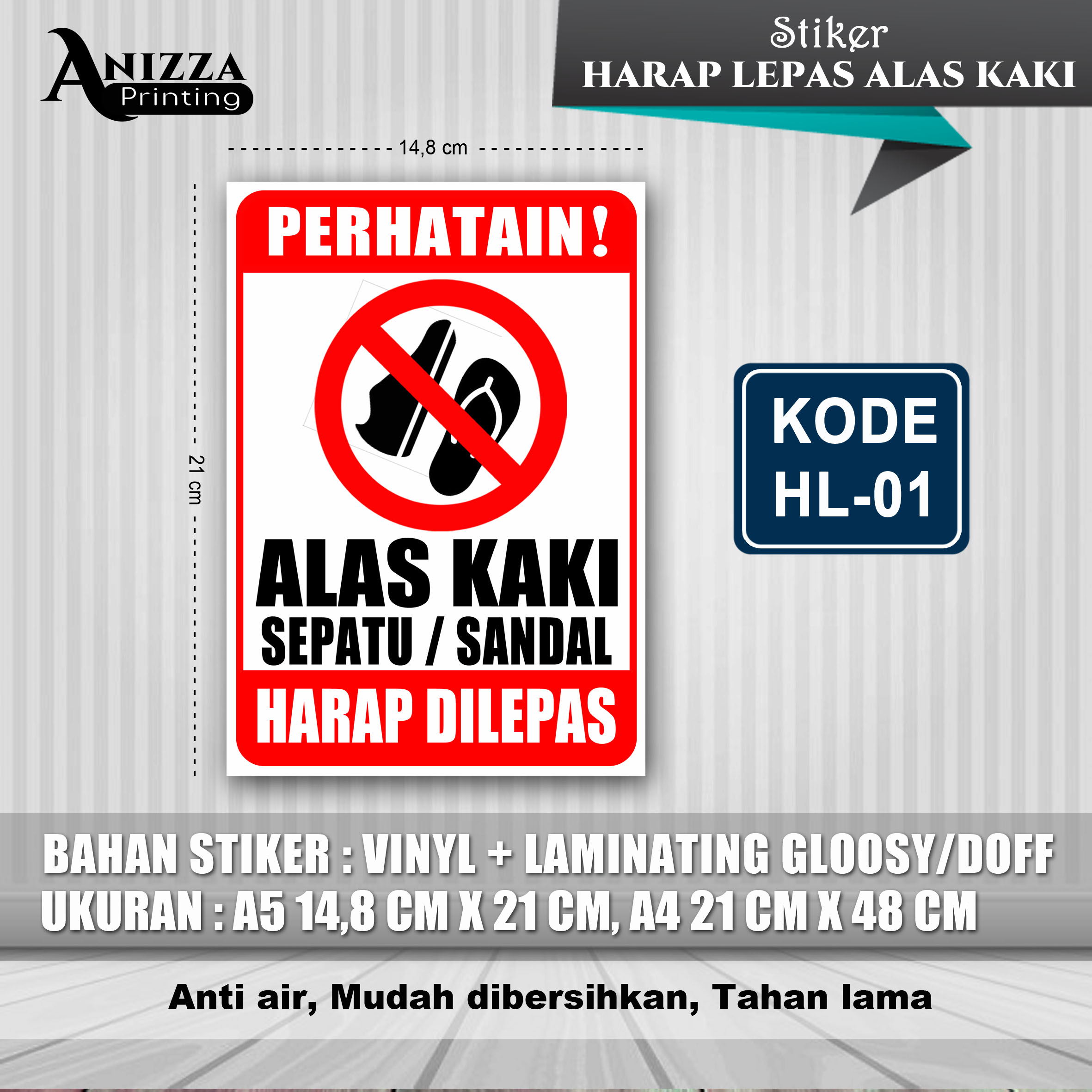STIKER ALAS KAKI HARAP DILEPAS + LAMINASI GLOSSY | Lazada Indonesia
