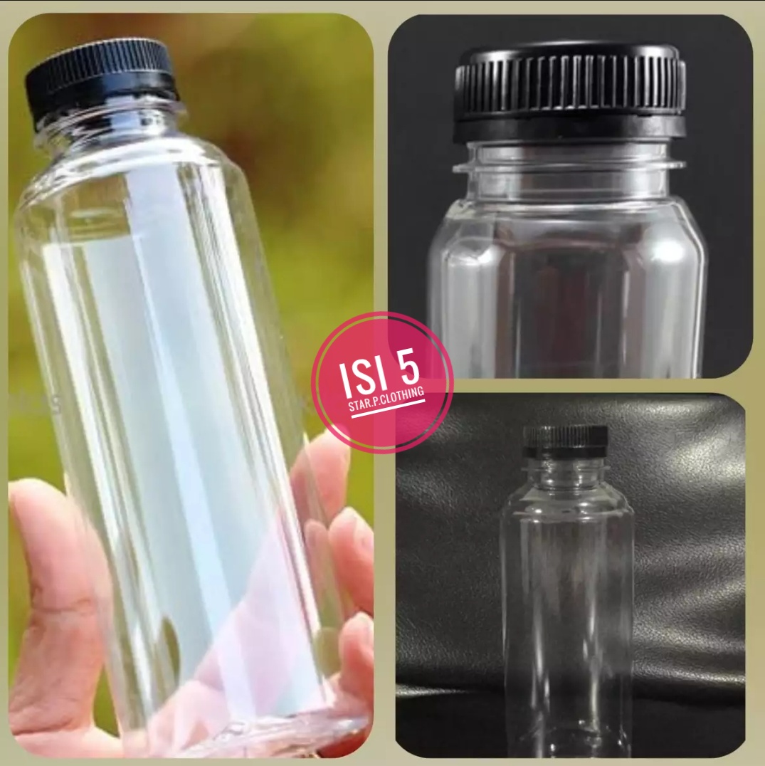 Botol Almond Tutup Shortneck 250ml [isi 5 botol]. Botol Minuman Plastik ...