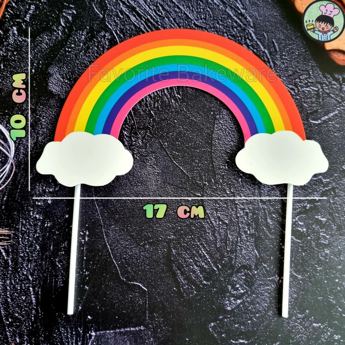 Topper Cake Birthday Rainbow Cloud Paper Hiasan Pelangi Awan Kertas ...