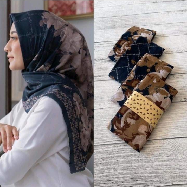 Hijab segi empat motip bunga paling laris 2022 voal laser cut | Lazada ...