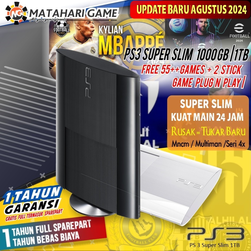 PS3 Asli Sony Super slim CFW 1TB 1000GB | 500GB | 320GB - Garansi 1 ...