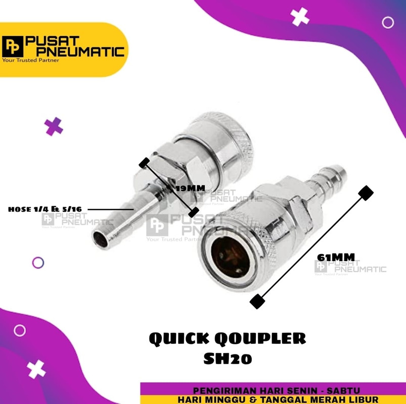 SH 20 Coupler Pneumatic Coupler Angin Quick Coupler Type SH-20 | Lazada ...