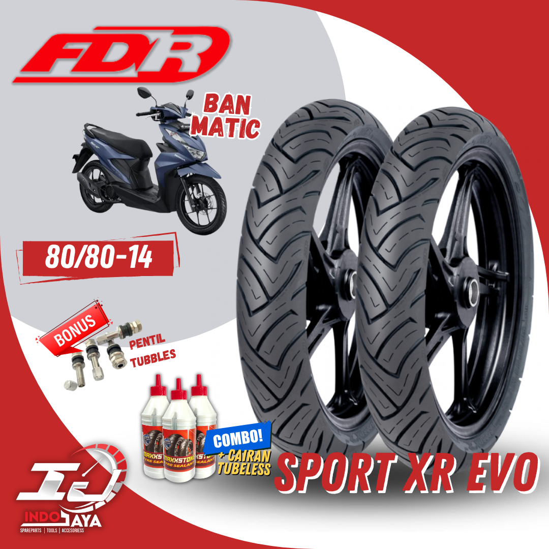 (FREE PENTIL BESI) BAN LUAR FDR SPORT XR EVO (80/80-14) RING 14 / - 14 ...