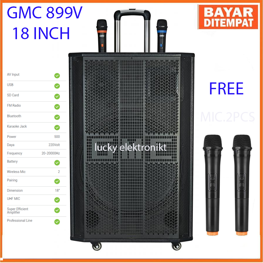 Gmc 899v speaker portable 18 inch free mic 2pcs suara mantap | Lazada ...