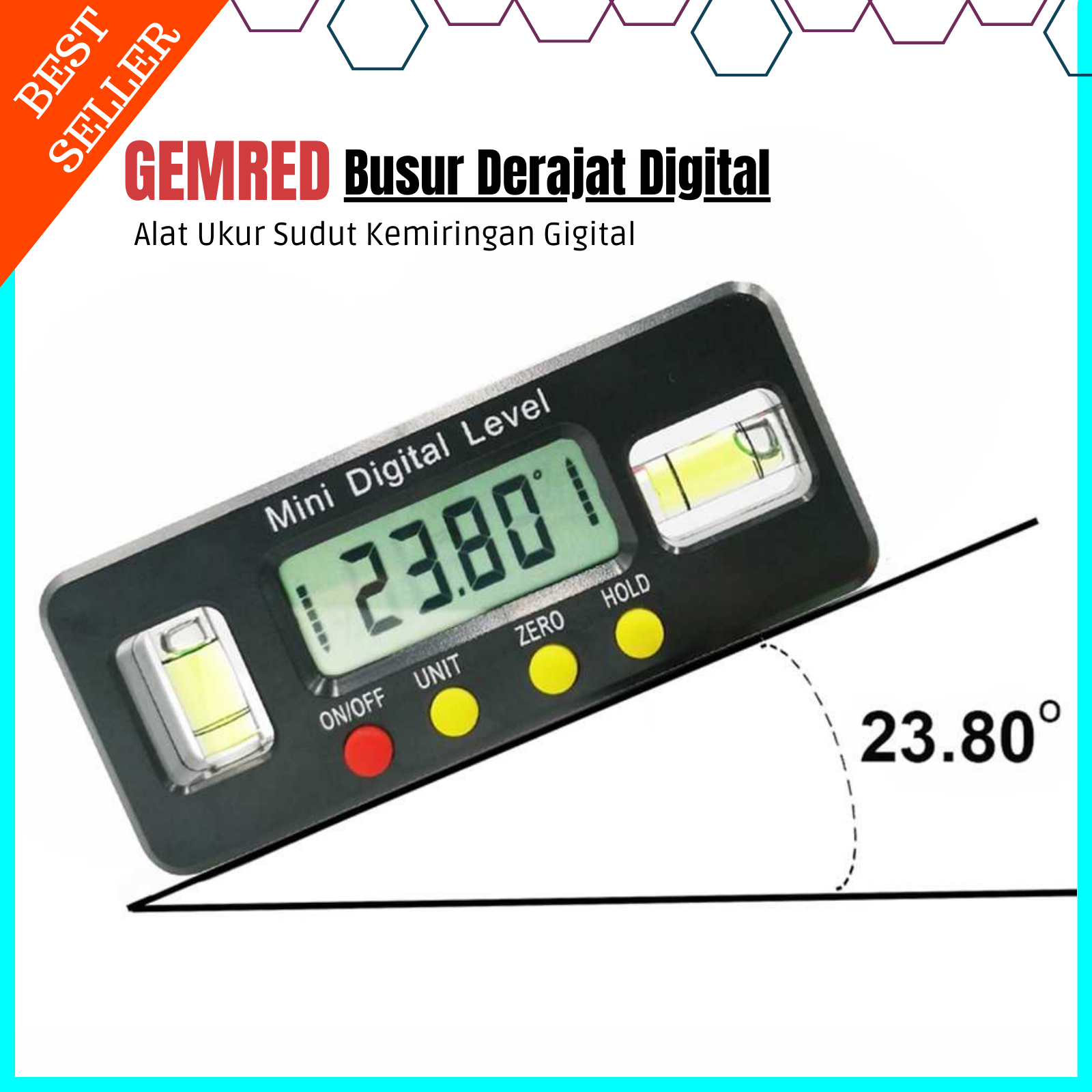 GEMRED Alat Ukur Sudut Kemiringan Inclinometer Level Angle Measuring ...