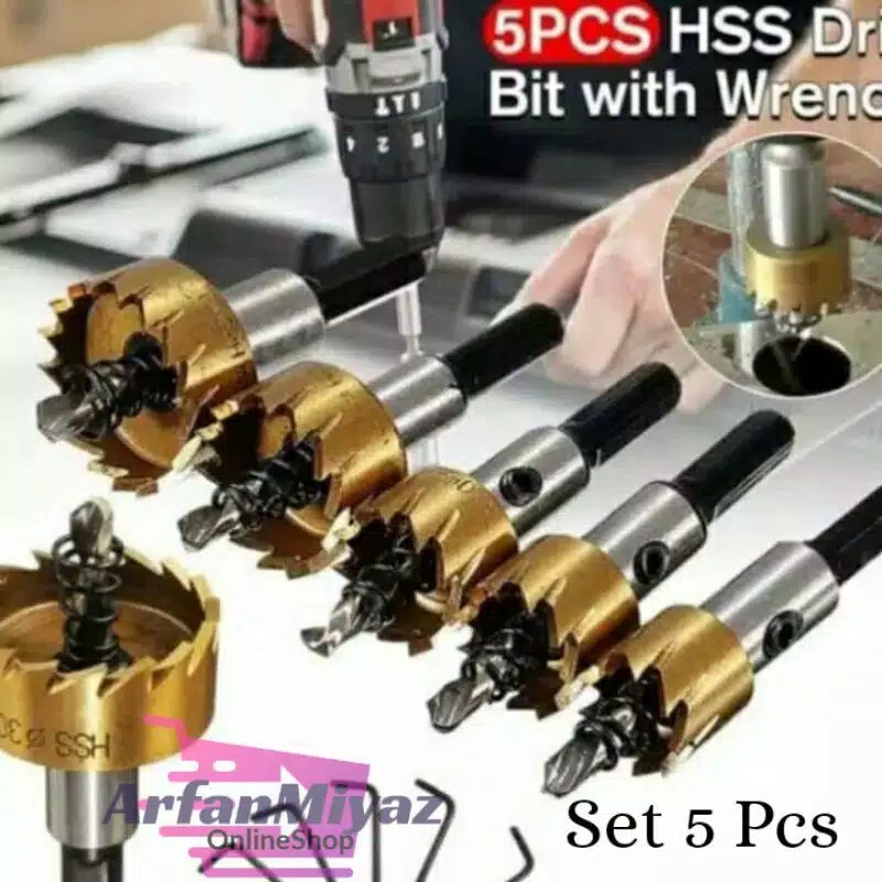 Mata Bor Holeshaw Set 5pcs Mata Bor Pelubang Plat Besi Hole Saw Holesaw ...