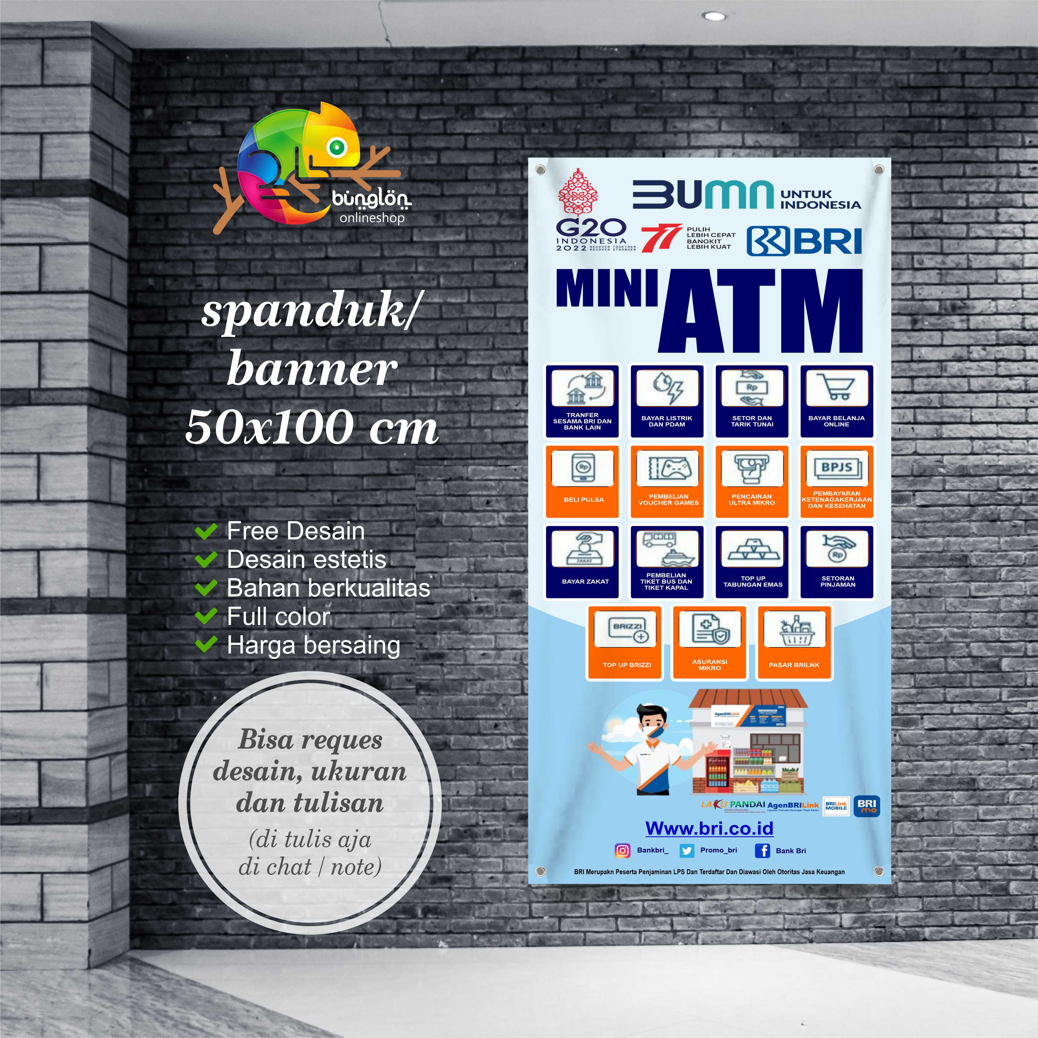 Spanduk, Banner Plang Mini ATM BRI | Lazada Indonesia