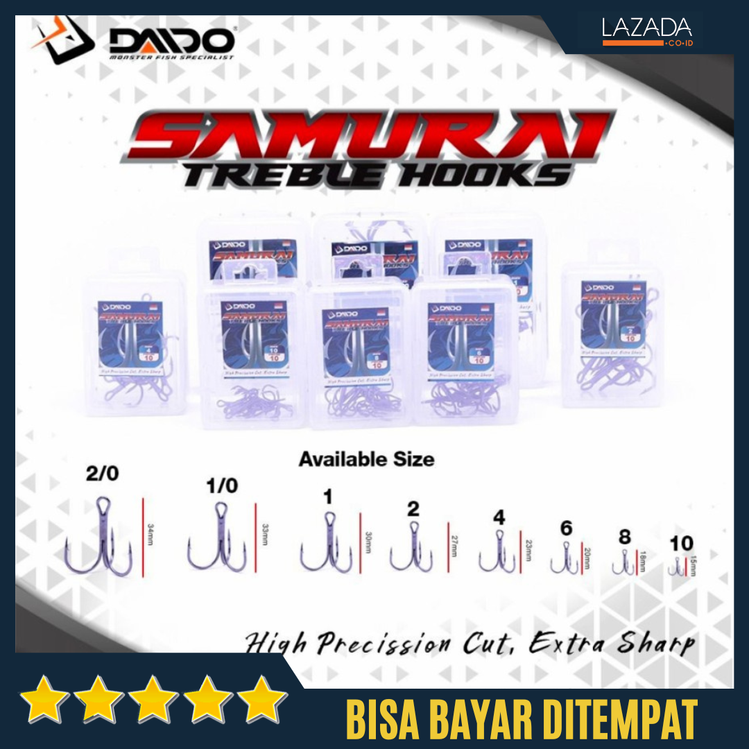 Kail Pancing Trebel Hook Merk daido samurai Ready Ukuran kecil sampai ...