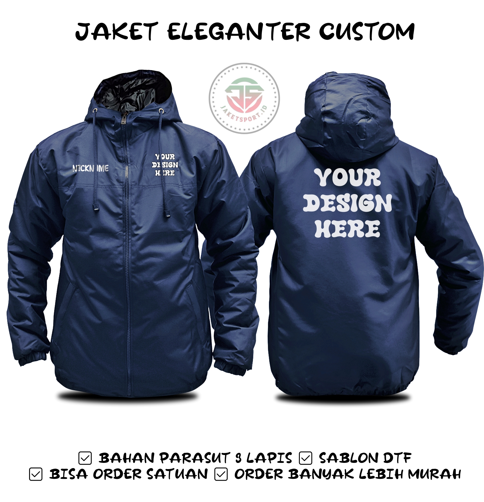 JAKET PARASUT PLN CUSTOM WATERPROOF TAHAN ANGIN / JAKET BUMN / JAKET ...