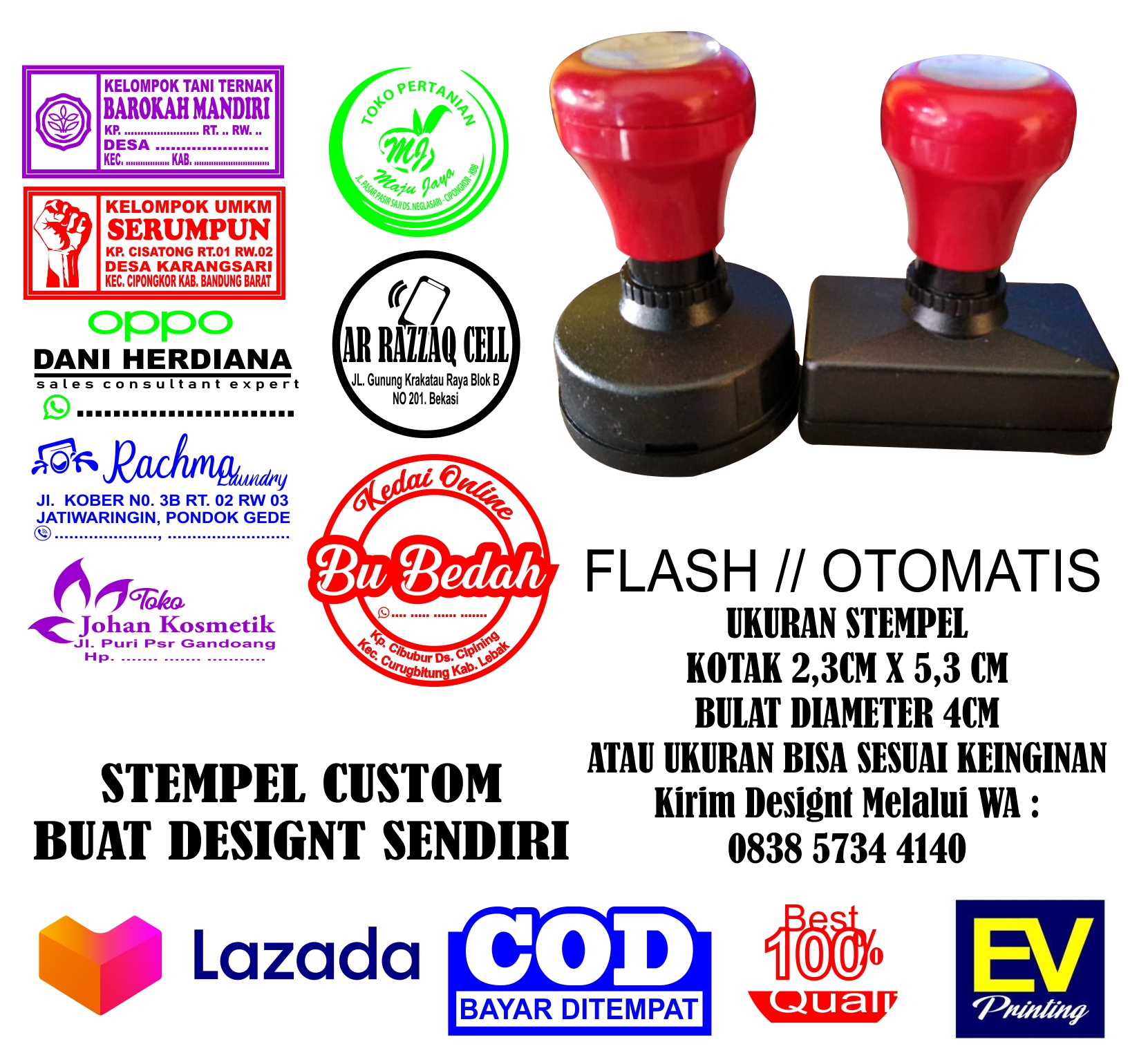 STEMPEL OTOMATIS CUSTOM UNTUK KERTAS | Lazada Indonesia