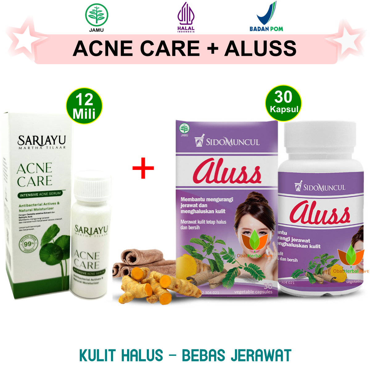 PAKET HEMAT OBAT JERAWAT BRUNTUSAN KOMEDO PRIA WANITA : KAPSUL ALUSS ...