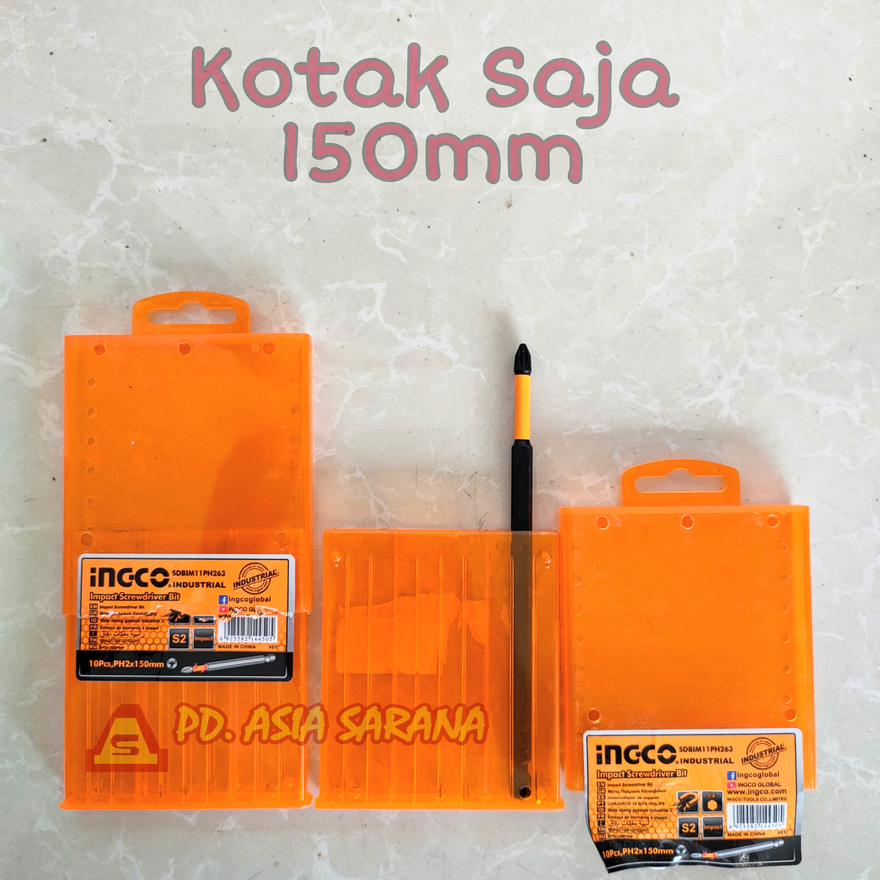KOTAK Tempat Impact Screwdriver Panjang INGCO SDBIM11PH263 Obeng 150mm ...