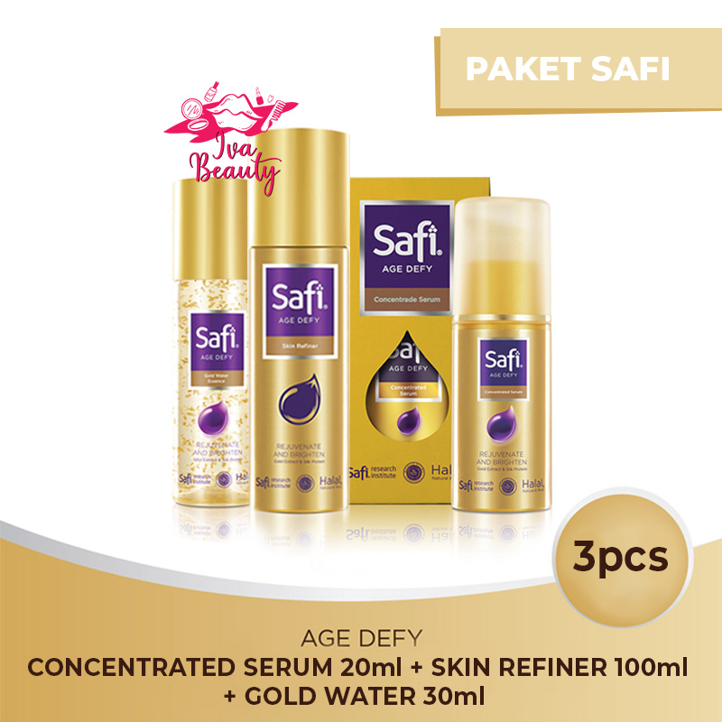 Paket Safi Age Defy CONCENTRATED SERUM 20ml + SKIN REFINER 100ml + GOLD ...