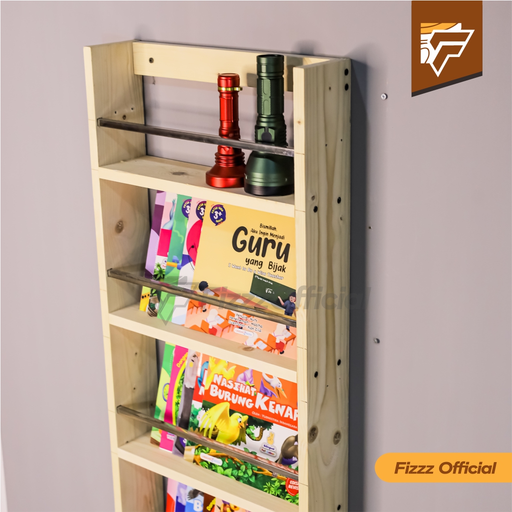 Rak Buku 4 Susun Penyimpanan Tempel Dinding Bahan Kayu Jati Belanda ...