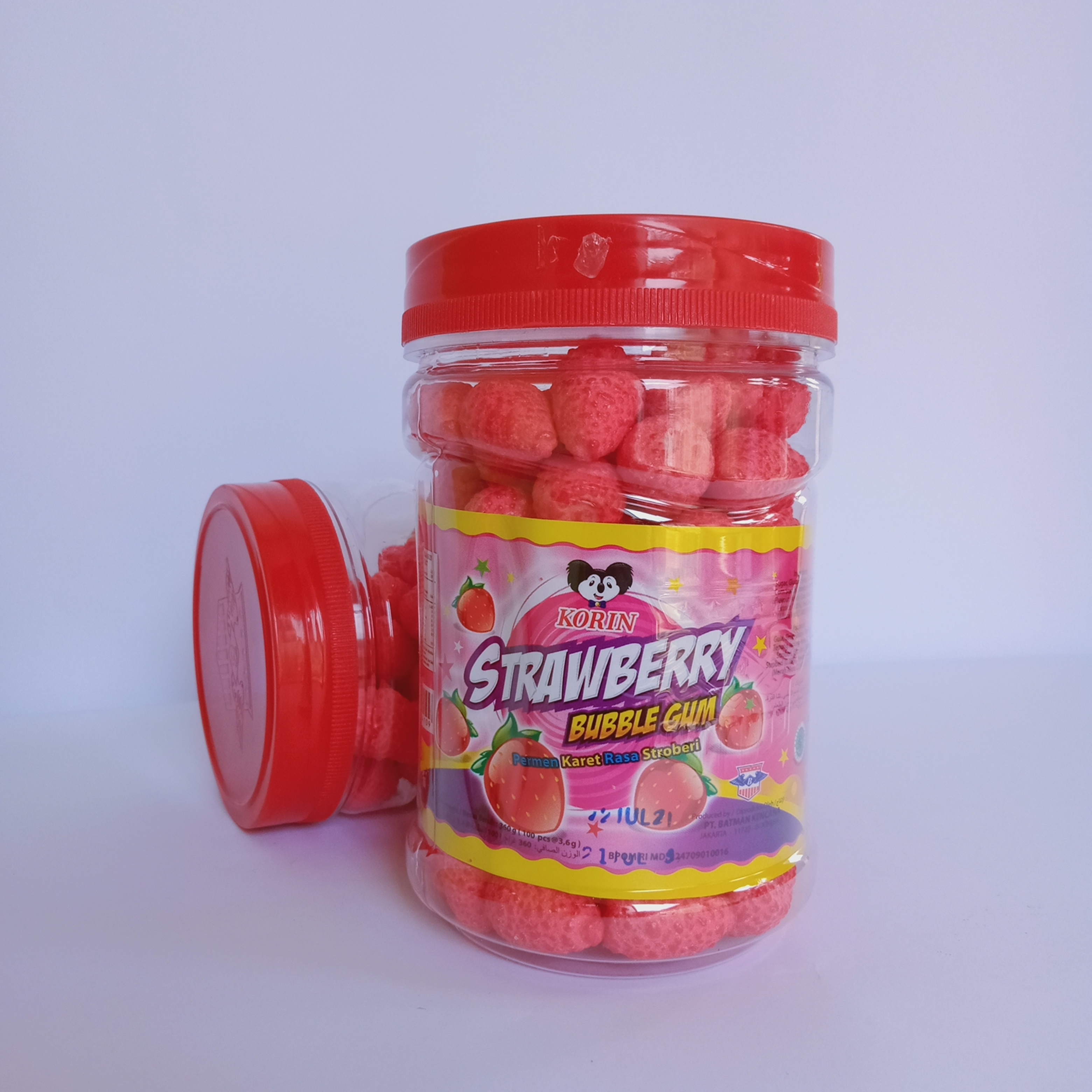 1 TOPLES PERMEN KORIN STRAWBERRY BUBBLE GUM ISI 100 PCS /PERMEN ANEKA ...