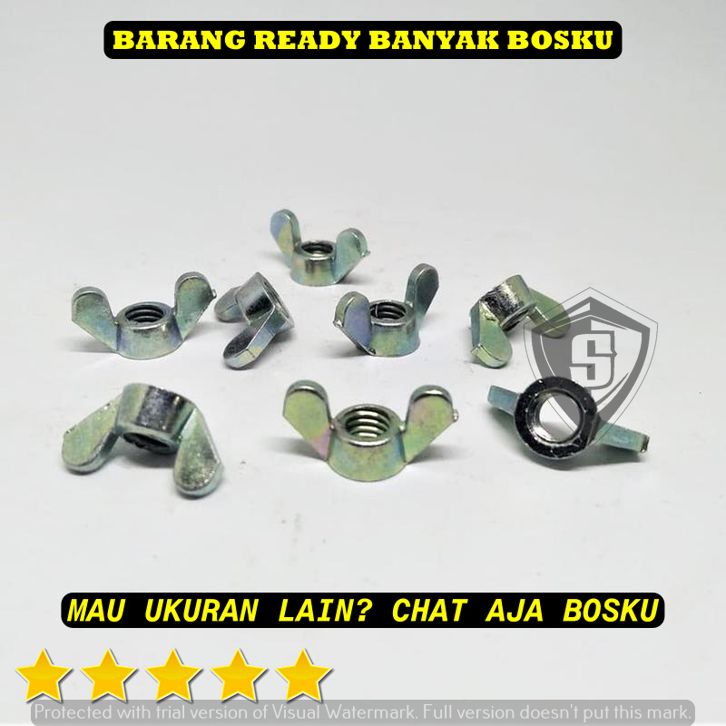 5 pcs (Drat Baut 10 ) M6 x 1P Mur Kuping Wing Nut Kupu-kupu Kuning ...