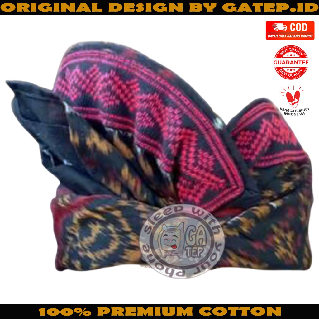 Udeng Bali Motif Batik Endek Tepi Songket Merah Setengah Jadi / Iket ...